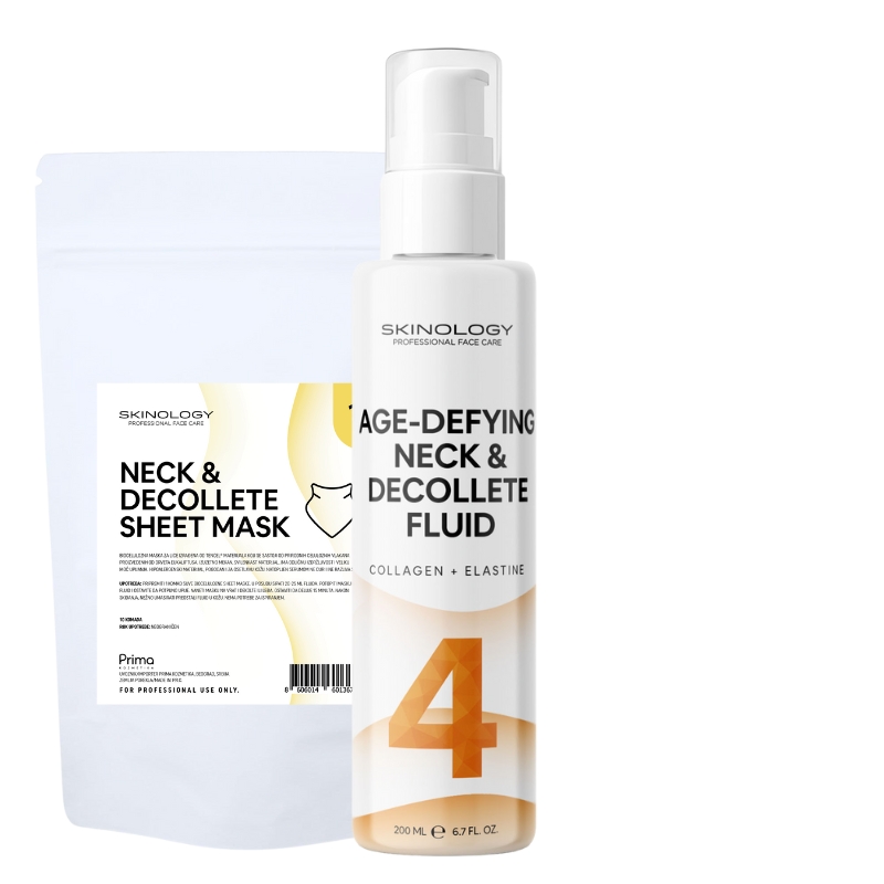 4 Age-defying Neck and Decollete Fluid + Sheet Masks - Primakozmetika